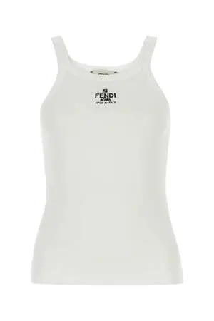 Fendi Ribbed Slim Fit Sleeveless Top With Logo
