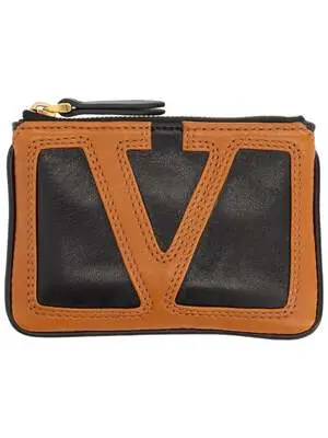 Valentino Garavani Leather Zip Card Holder - Black
