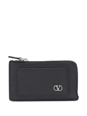 Valentino Garavani Signature Mini Wallet With Antique Finish 7 Cm X 12.5 Cm - Black