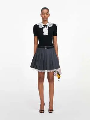 SELF-PORTRAIT Elegant Stretch Button-down Shirt With Bow Motif Size - Nero