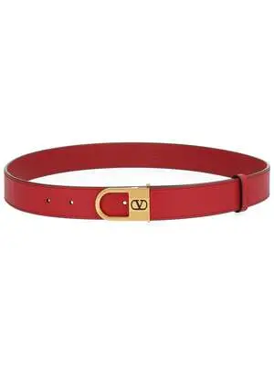 Valentino Garavani Vlogo Signature Reversible Shiny Calfskin Belt 30mm / 1.2 - Red