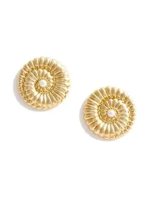 SELF-PORTRAIT Gold Brass Stud Earrings With Crystal Embellishments - Oro