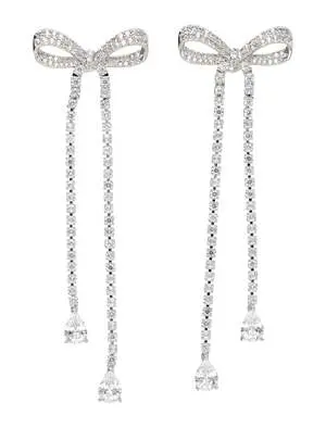 SELF-PORTRAIT Dangling Crystal Embellished Earrings - Argento