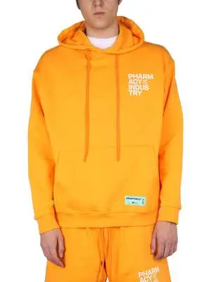 PHARMACY INDUSTRY Logo Print Drawstring Hoodie - Orange