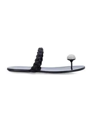 PEDRO GARCIA Embellished Braided Thong Sandals - Black