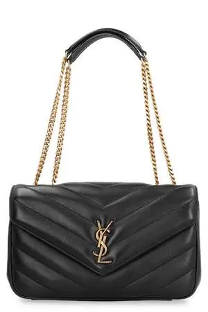 Saint Laurent Loulou Medium In Matelassé Lambskin - Black