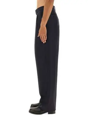 TOM FORD Subtle Pinstripe Double Pleat Wool Trousers - Blue