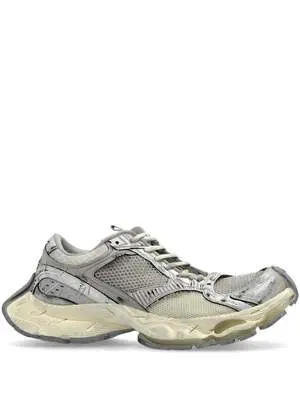 Balenciaga Stapler Distressed Mesh And Rubber Sneakers - Beige