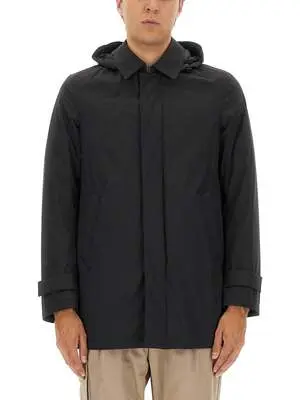 Herno Long Parka With Hood - Black