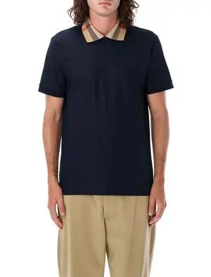 Burberry BURBERRY Check Collar Cotton Polo Shirt Blue