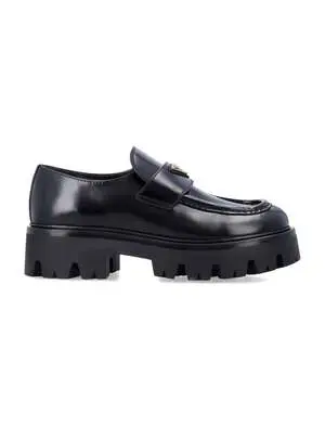 Prada Brushed Leather Loafers - Black