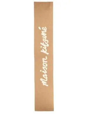 Maison Kitsuné Luxurious Wool Blend Scarf For Fw25 - Beige