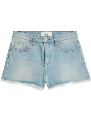 AMI Paris Denim Shorts With Button And Zipper Closure - Blue