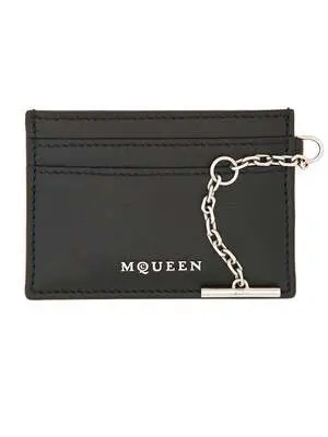 Alexander McQueen Silver Sling Card Holder - Black
