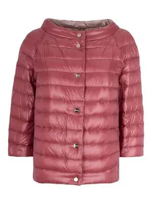 Herno Quilted Button-closure Jacket With Funnel Neck - Pink