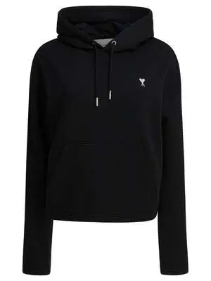 AMI Paris Cotton Hoodie Sweatshirts - Black