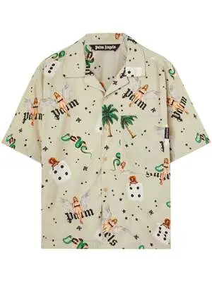 Palm Angels Pin Up Mini Bowling Shirt Short Sleeve - Ivorymltc