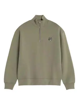 Maison Kitsuné MAISON KITSUNÉ Half Zip Sweatshirt With Fox Head Emblem Stonebeige