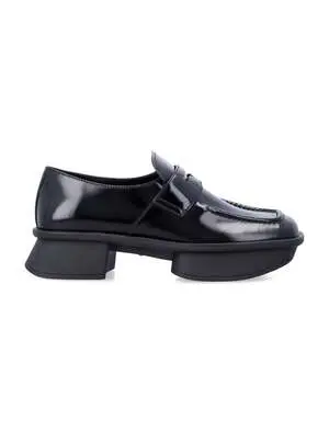 Prada Equal Brushed Leather Loafers Shoes - Black