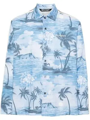 Palm Angels Sunset Track Mini Shirt - Indigoblue