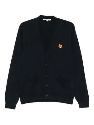 Maison Kitsuné Fox Head Merino Wool Cardigan - Blue