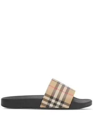 Burberry Minimalist Sandals With Raised Lettering And Contoured Insole - Beige