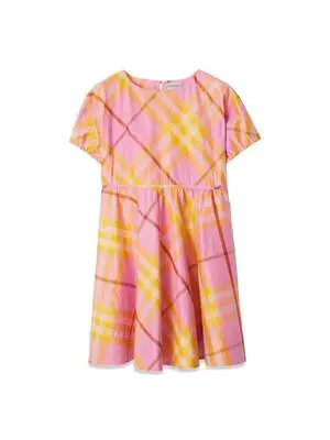Burberry Checked Short Sleeve Dress - Multicolour