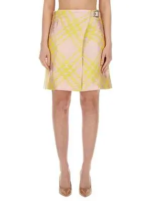 Burberry Embroidered Checked Wrap Skirt - Multicolour