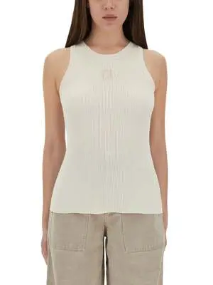 Fendi Ribbed Logo Tank Top - White