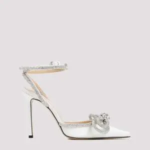 Mach & Mach Double Bow 115mm Satin Pumps With Crystal Embellishments