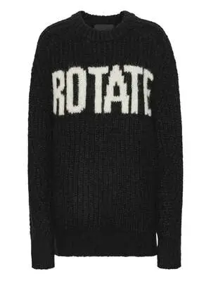 ROTATE BY BIRGER CHRISTENSEN Knit Logo Ribbed Sweater - Nero