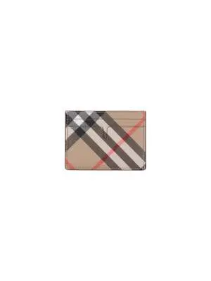 Burberry Sandon Checked Coated-canvas Card Holder - Beige
