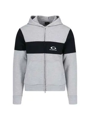 Balenciaga Color Blocked Zip-up Hoodie - Grey