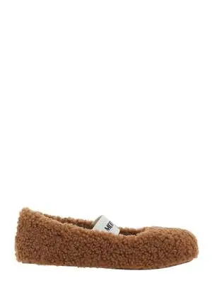 Moon Boot Elasticated Logo Band Shearling Flats