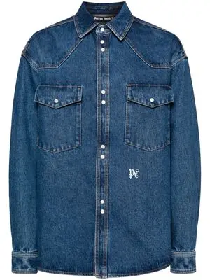 Palm Angels Monogram Button-up Shirt - Lightblue