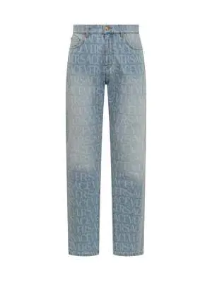 Versace Allover Print Jeans - Azzurro