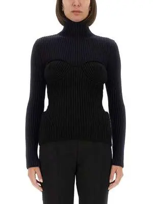 JEAN PAUL GAULTIER Ribbed-knit Wool-blend Turtleneck Sweater