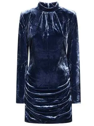 ROTATE BY BIRGER CHRISTENSEN Elegant Silk Velvet Long Sleeve Mini Dress - Nero