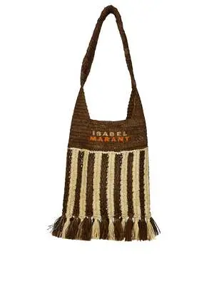Isabel Marant Étoile Praia Striped Raffia Tote Bag - Marrone