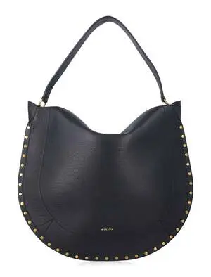 Isabel Marant Étoile Oskan Hobo Soft Grained Leather Bag With Stud Embellishments - Black
