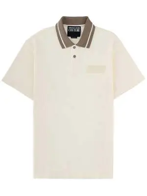 Versace Classic Polo With Painttch Logo - Ivory