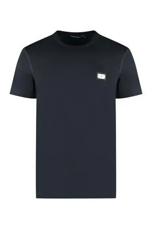 Dolce & Gabbana Cotton T-shirt With Branded Tag - Blue