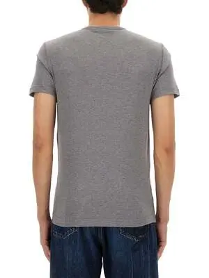 Dolce & Gabbana Cotton T-shirt With Branded Tag - Grey