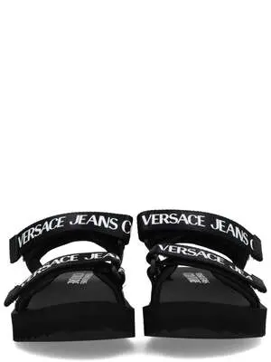 Versace Polyester Velcro Strap Sandals - Black