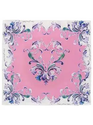 Versace Mini Foutherd Style Silk Foulard 90 Cm X 90 Cm - Pink