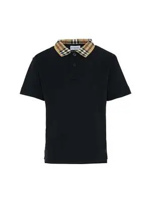 Burberry Check Collar Cotton Polo Shirt