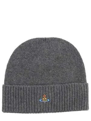 VIVIENNE WESTWOOD VIVIENNE WESTWOOD Ribbed Cashmere Beanie Grey