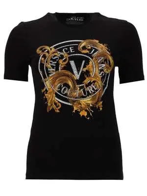 Versace Logo Graphic Fitted T-shirt - Black