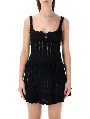 MARANT ETOILE Crochet Mini Dress With Ruffle Hem