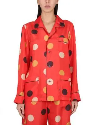 Aspesi Polka Dot Silk Shirt - Orange